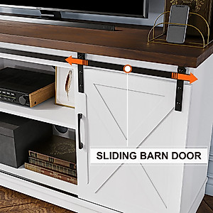 IDEALHOUSE Farmhouse TV Stand for 65 Inch TV, Entertainment Center with Storage and Sliding Barn Doors, Modern Media TV Console TV Stands for Living Room Bedroom (White)