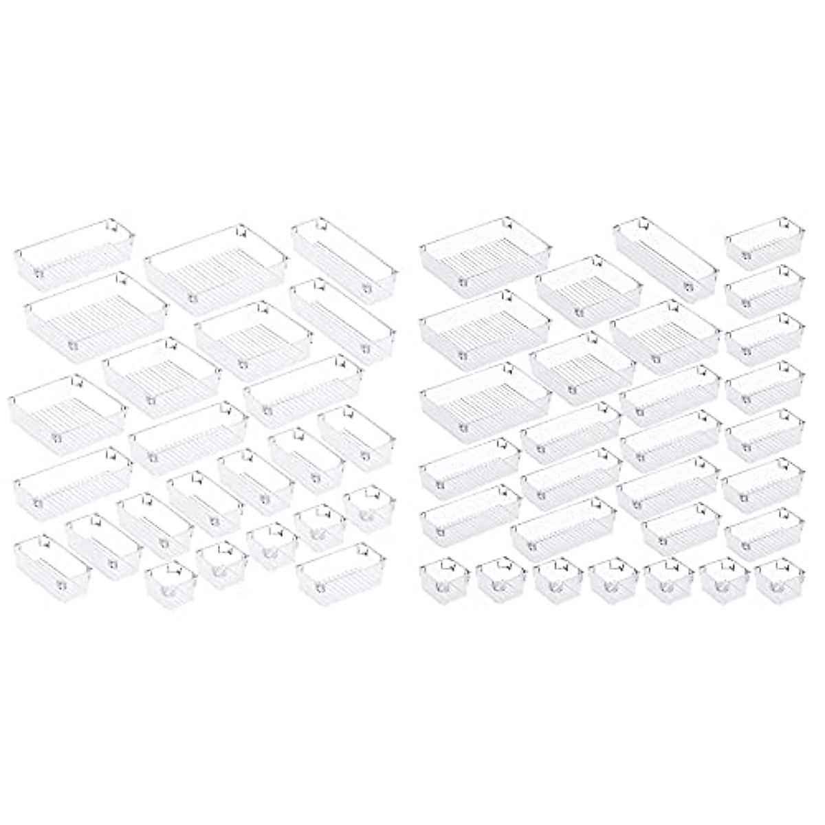 Puroma 24Pcs Desk Drawer Organizer 5-Size Versatile Vanity Desk Drawer Storage Bins and 31Pcs Desk Drawer Organizer Trays, Drawer Organizers Bathroom Drawer Dividers for Makeup, Jewelries and Gadgets