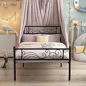 Weehom Metal Bed Frame Twin with Bed Storage,No Box Spring Needed,Heavy Duty Steel Slats Support for Boys Girls Teens Students Adults Black