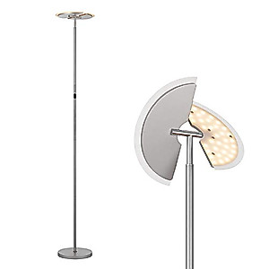Worldwide Lighting Mantis led multi-directional floor lamp touch dimmable stand torchiere light silver finish Wobble free base safe for kids and pets Living Room Bedroom Kids Room Standing Light