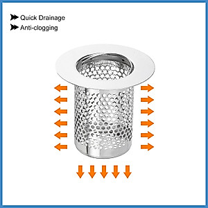 uxcell 2 Pack Shower Drain Strainer, 2" x 2.2" Stainless Steel Floor Drain Strainer Deep Sink Hair Catcher for Kitchen Bathroom Balcony Floor Drain, Fit Hole Size from 1.38" to 2.17"