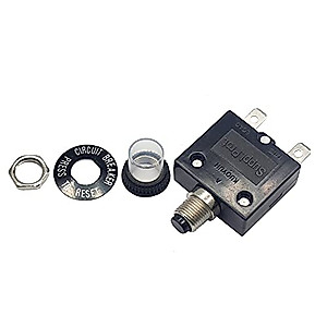 KUOYUH USA 17-50 Amps 98 Series Quick Connect Terminals Push-to-Reset Thermal Circuit Breaker with Transparent Waterproof Button Dust Cover (1-Pack) (50A)