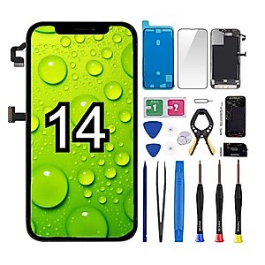 iPhone 14 Screen Replacement Kit, LCD Cellular Glass Display Repair Digitizer 6.1 inch Touch Screen with Repair Kit + Screen Protector