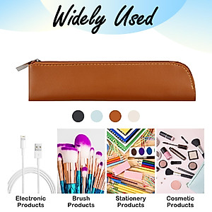 WATUNID 4 Pcs Small Pencil Pouch with 60 Packs Label Stickers, Cute Pencil Case Lovely Stationary, Portable Aesthetic Pencil Case with Zipper for Pens, Makeups, Coins, Markers(Black+Blue+White+Brown)