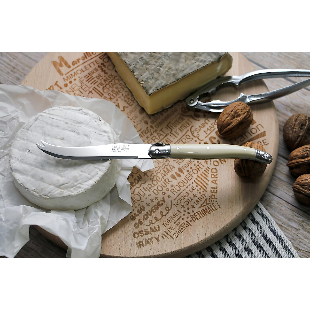 Andre Verdier Laguiole Debutant Cheese Knife Set 3 pce, Stainless Steel/Ivory, AV-3PC-CHEESE-IF, Made in France