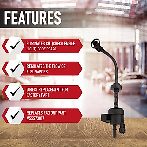 Vapor Canister Purge Valve - Replaces 55573017, 911-409, CP781 - Compatible with Chevy & Buick Vehicles 1.4L Encore, Cruze, Sonic, Trax - 2013, 2014, 2015, 2016, 2017, 2018, 2019