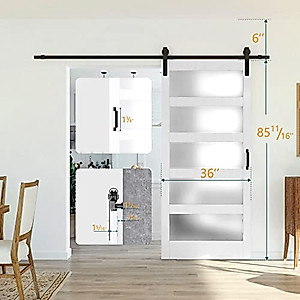 ARKHJEM Glass Sliding Barn Door 36''x84'' Sturdy Barn Door Slabs, Assembly Needed, Barn Doors for Home 5 Panel of Frosted Glass Easy Installation for Living Room Bathroom (No Hardware Include)
