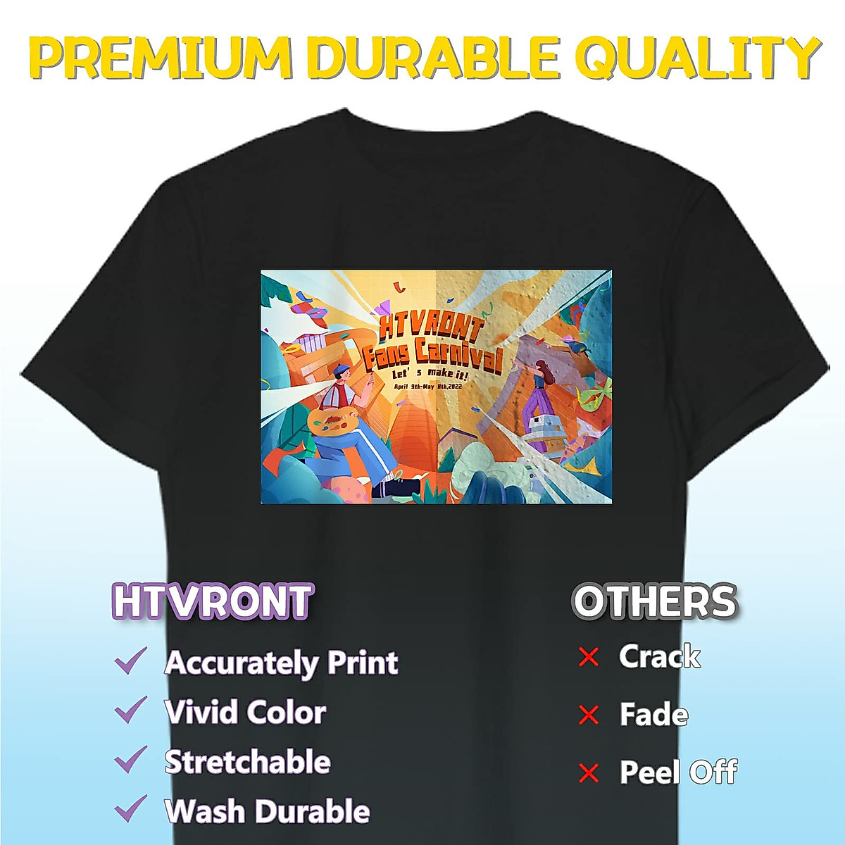 HTVRONT Heat Transfer Paper for Dark T Shirts -10 Pack 11x17" Iron on Transfer Paper for Inkjet Printer, Easy to Use Printable Heat Transfer Vinyl, Vibrant Color, Durable & Soft