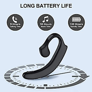 Bluetooth Headset Bone Conduction Headphones Cell Phones Earpiece Wireless Bluetooth Headphones Open Ear With Microphone Stereo Sport Workout Earphones for iPhone Android for Running Driving, Black