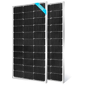 SUNGOLDPOWER 2pcs 100W Solar Panel Monocrystaline Solar Panel Module Grade A Solar Cell,Black,SG200WM