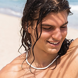 FROG SAC 16" White Puka Shell Necklace, Beaded Seashell Necklaces for Women and Men with Small Round Clam Chip Beads, Hawaiian Summer Beach Surfer Pooka VSCO Jewelry Chokers