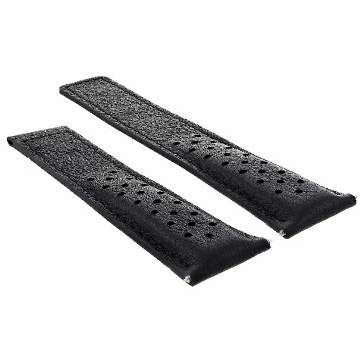 Ewatchparts Leather Watch Band Strap 22mm Compatible With Tag Heuer Carrera Monaco Cw2113-0 Deployment Black