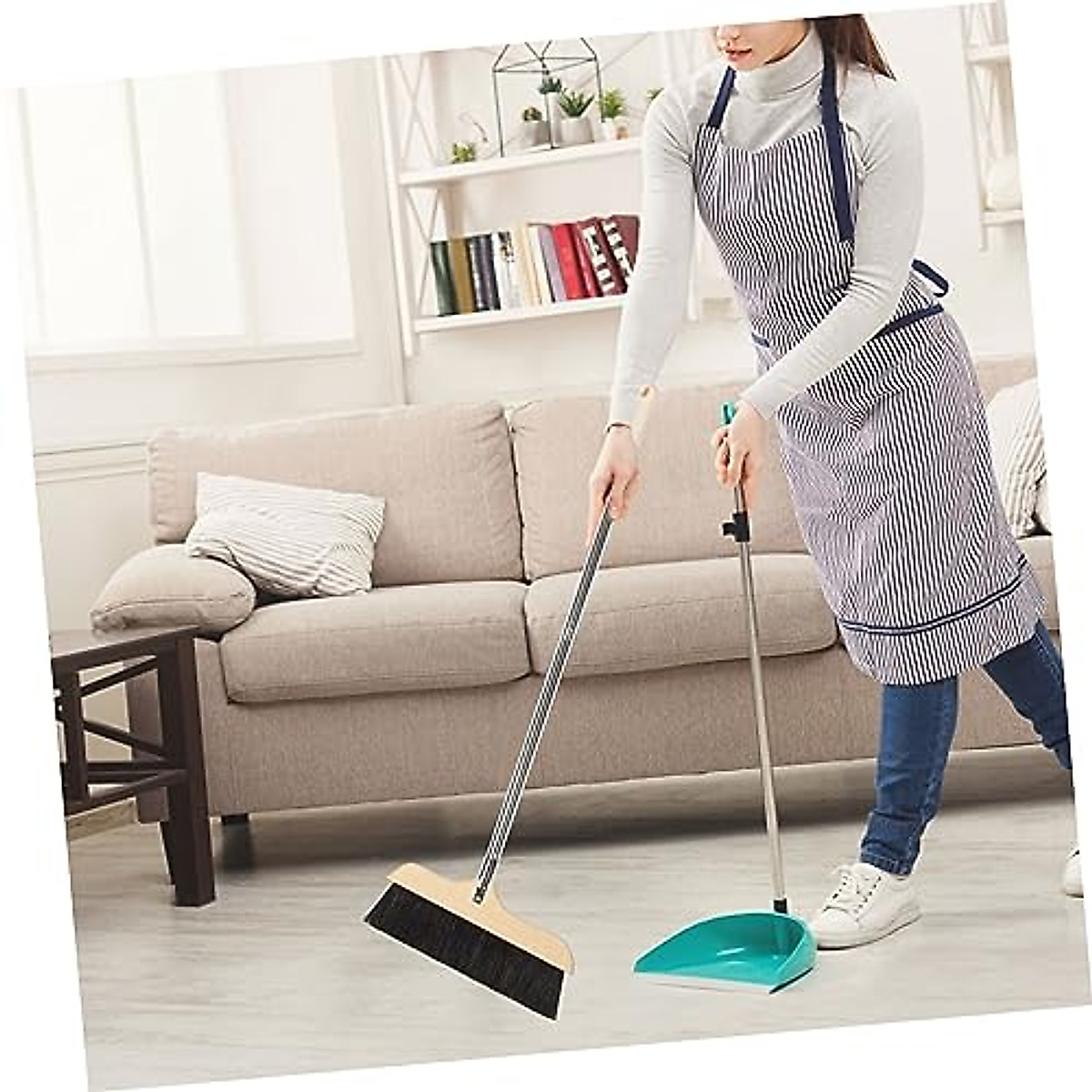 BUTIFULSIC Sweep Floor Brush Floor Sweeping Broom Long Handle Handled Broom Home Broom Garbage Sweeping Tool Garbage Wiper Floor Sweeper Office Garbage Cleaner Floor Wiper Stainless Steel Rod