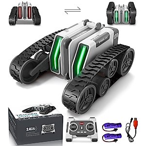 HScopter Remote Control Car, RC Cars with Tracked Double-Sided RC Crawler Driving 360° Rotating Lights RC Stunt Car Toy Gifts Presents for Xmas Birthday Chirstams Party Boys/Girls Ages 6+
