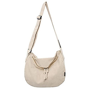 Unisex Corduroy Crossbody Dumpling Bag Tote Messenger Casual Hobo Sling Shoulder Bag Large Daily Shopping School Commuting