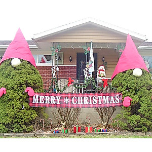 Large Merry Christmas Banner, Red Buffalo Plaid Yard Christmas Banner, Christmas Decorations for Outdoor Indoor, Xmas Party Decoration Supplies (9.8 x 1.6 feet)