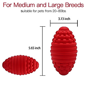 HUASONG Squeaky Football Dog Toys for Aggressive Chewers: Non-Toxic Natural Rubber Puppy Chew Ball with Squeaker, Almost Indestructible and Durable Pet Toy for Medium and Large Breed