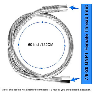 KWODE 60” Commercial Pre-rinse Sprayer Hose Replacement Parts for Pre Rinse Faucet, Flexible Stainless Steel Dish Spray Hose for Restaurant Industrial Kitchen Faucets