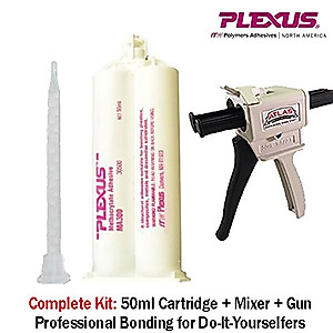 Plexus MA300 All Purpose High Strength 5-Minute MMA Adhesive 50ml/1.7oz Cartridge (30500) w/Dispenser