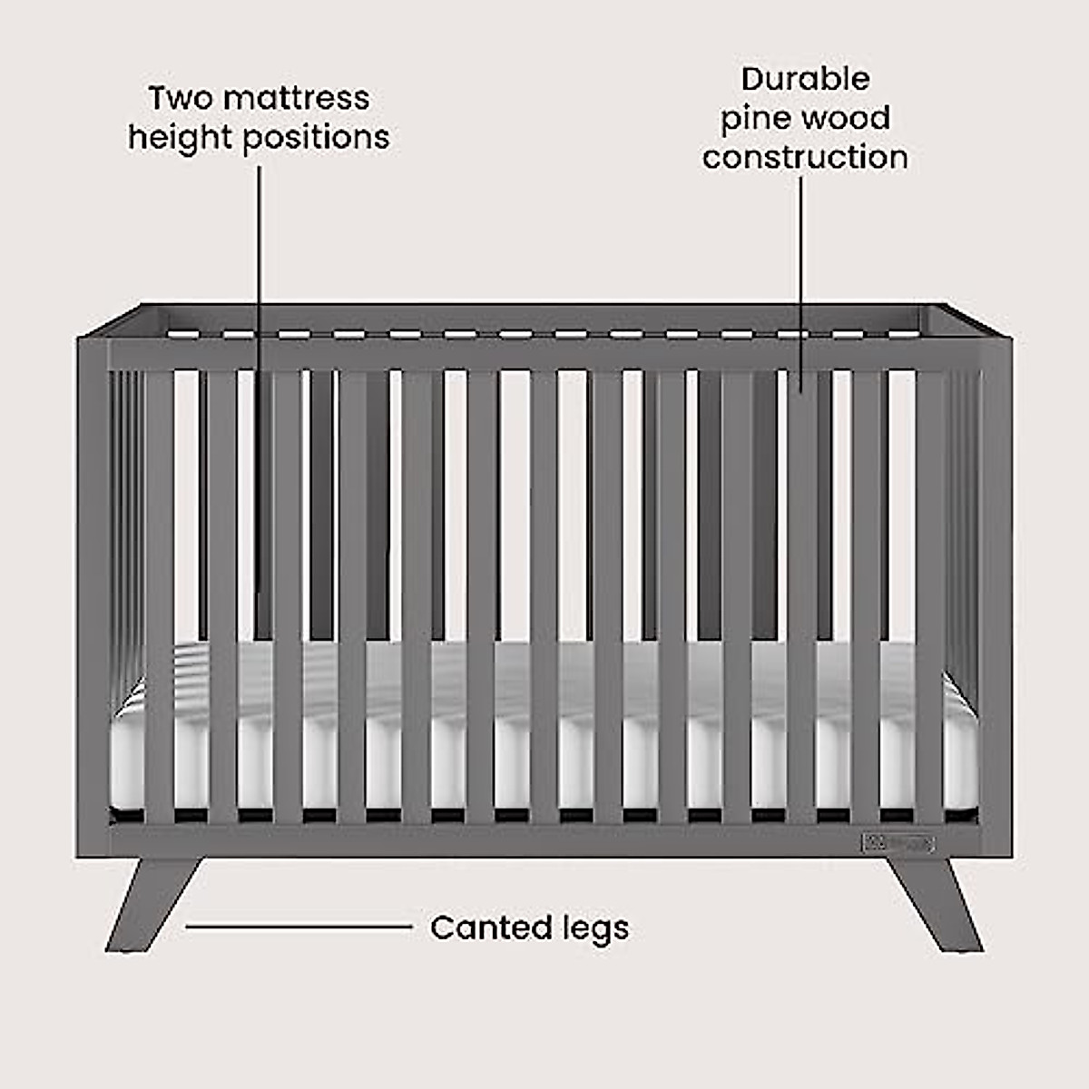 Child Craft SOHO 3 Piece Nursery Furniture Set, 4-in-1 Convertible Crib, 4 Drawer Chest and 3 Drawer Changing Table Dresser (Cool Gray)