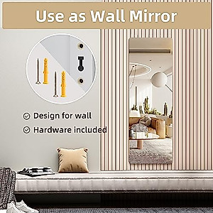 Hasipu Full Length Mirror Wall Mounted, 47"x 16" Door Mirror, Over The Door Mirror, Full Body Mirror, Hanging Mirror Round White