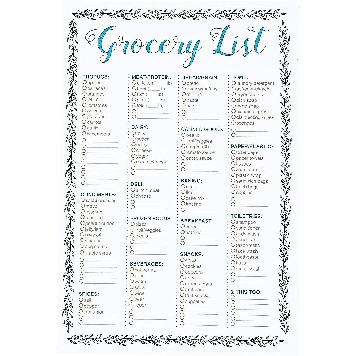 Magnetic Grocery List Pad for Fridge (100 Sheets, 9.25 x 6.25 In, 2 Pack)