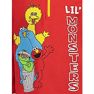 Sesame Street Baby Boys Half Zip Fleece Pullover Hoodie Red, 18-24 Months