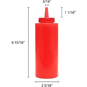 TrueCraftware-Set of 12 Squeeze Condiment Dispensing Bottles 12 oz Red- Plastic Squeeze Bottle For Sauces Spreads Ketchup Mustard Mayo Hot sauces and Olive oil