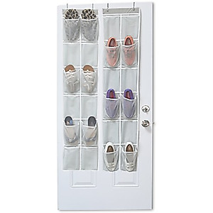 Simple Houseware 24 Pockets - 2PK 12 Large Pockets Over Door Hanging Shoe Organizer, Grey