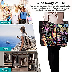YBSJDQ African American Woman Tote Bags Shoulder Bag Afro Black Girl Magic Satchel Handbags For Shopping,Work,Gym,Gift Bag Tote Bag a