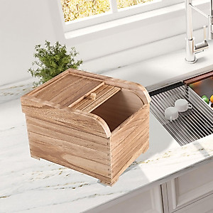 Bothyi Rice Storage Container, Dry Storage Rice Container Box, Rice Dispenser Wooden Cereal Containers Storage, Light Brown