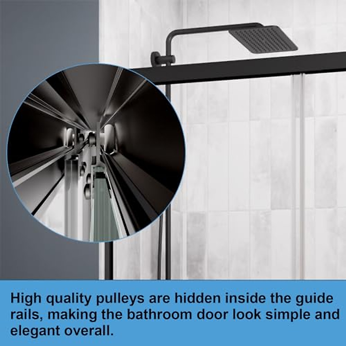 Shower Door，Royal Guard 44-48" W x 70" H Semi-Frameless Double Sliding Glass Shower Door with 1/4'' (6mm) Clear SGCC Tempered Glass，Bypass Shower Enclosure，Matte Black