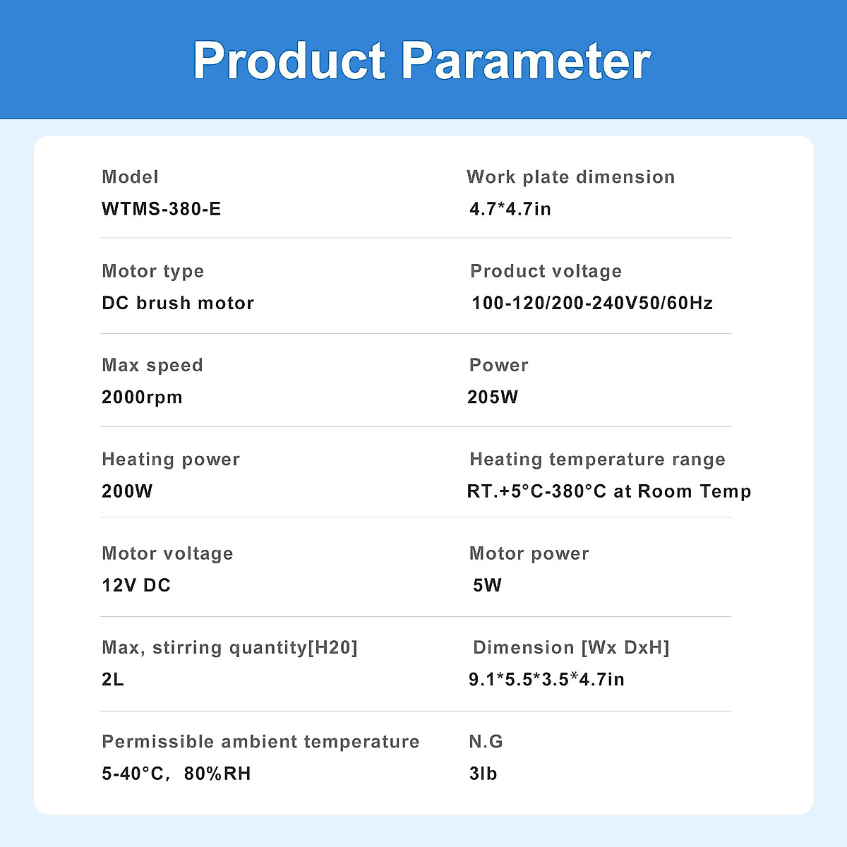 WEST TUNE Magnetic Stirrer Hot Plate Mixer Max 2000RPM Capacity 2000ML 4.7x4.7 inch Hotplate Stirrer Max 380℃/716℉