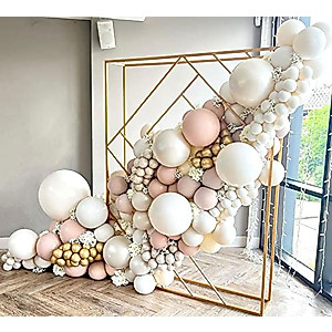 Berichest Double-Stuffed Dusty Pink and Pearl Ivory White Balloon Garland Arch Kit, Metallic Golden Balloons for Baby Shower Birthday Bridal Engagement Anniversary Party Backdrop Decoration