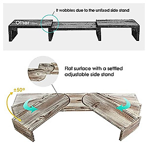 J JACKCUBE DESIGN Rustic Wood Dual Monitor Stand with Adjustable Angle Riser 2 Monitors Office Desk Organizer Computer Table top Screen Shelf for PC TV Laptop - MK547A