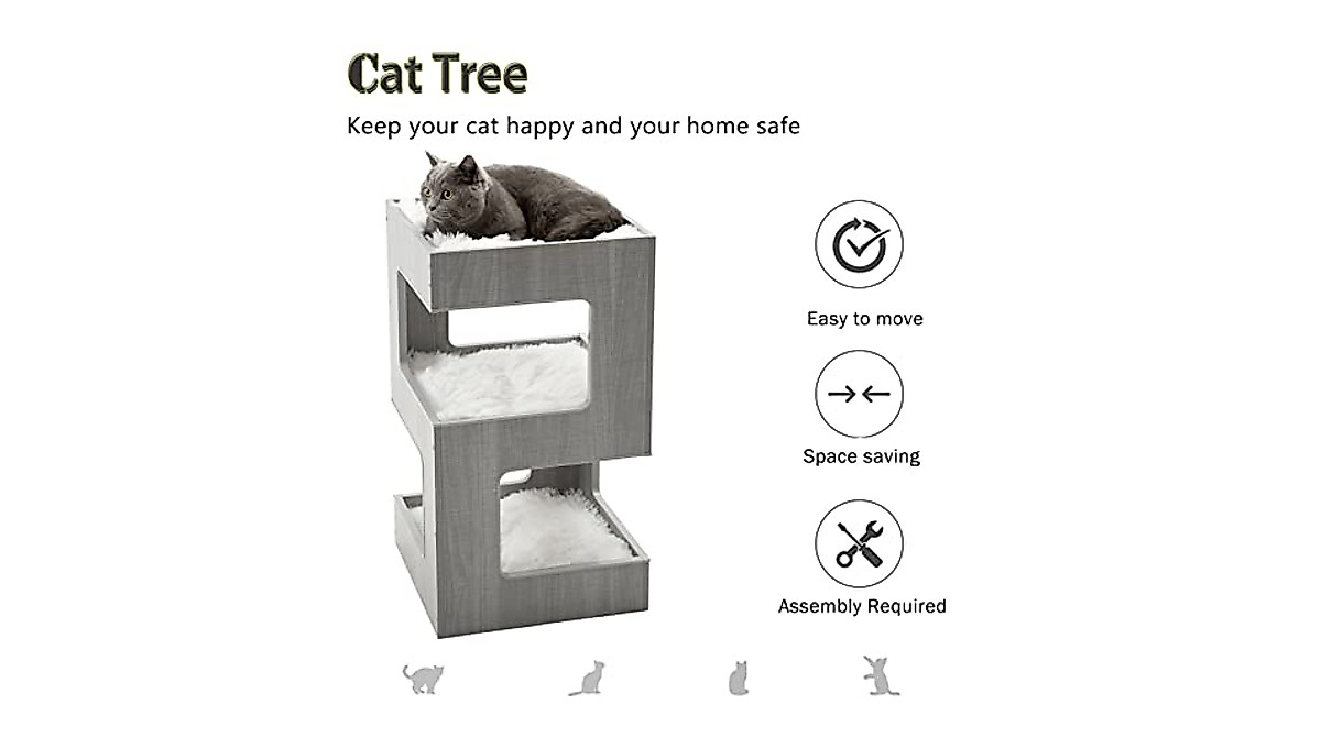 ZRen Modern Cat Tree - Stylish Multi-Level Cat Tower with Comfort
