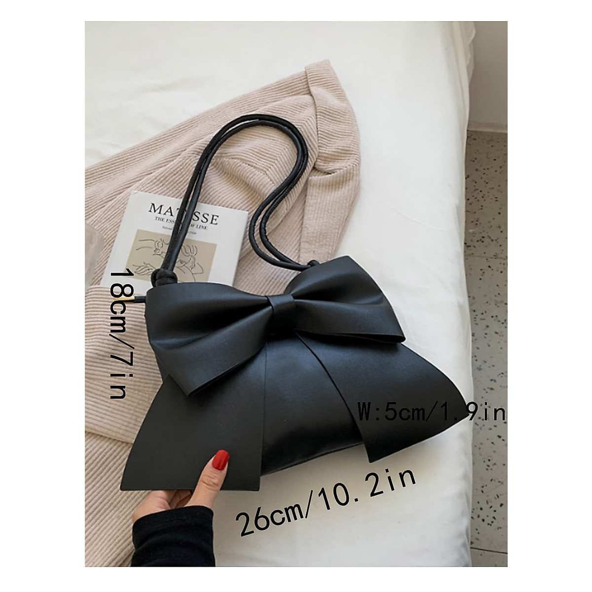 YAQUNICER Women Sweet Bow-knot Underarm Bag Party Shoulder Bags Purse Handbag Clutch-Black