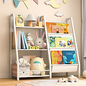 infurnic 3 Tier Kids Bookshelf Baby Toddler Bookshelf and Toy Storage Organizer for Kids, Kids Bookcase Nursery Book Shelf for Kids Room, Bedroom, Playroom and Nursery, White