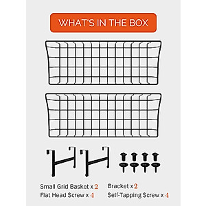 MaraFansie Grid Storage Basket, Over the Cabinet Door Organizer, Wire Hanging Basket with Hook Over the Cabinet/Railing, Under Sink Kitchen Cabinet, Pantry, Bathroom, Small, Black, 2 Pack