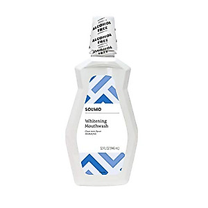 Amazon Brand - Solimo Whitening Mouthwash, Alcohol Free, Clean Mint, 32 Fluid Ounces, Pack of 4