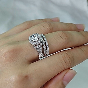 3Pcs Womens Rings, Gorgeous Finger Ring Shiny Exquisite Creative Popular Wedding Ring for Engagement Silver US 7