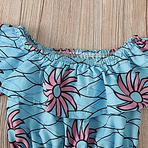 Shan-S Newborn Infant Toddler Jumpsuit Overalls Kids Baby Girls Off Shoulder Dashiki African Romper + Headband Outfit