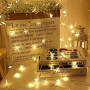 Christmas String Lights 33FT 80 PCS Star String Lights Waterproof Fairy Christmas Lights Battery-Powered Decoration for Xmas Garden Patio Bedroom Party Decor Indoor Outdoor Celebration Lighting