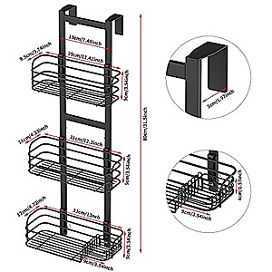Nieifi Over The Shower Door Caddy Pantry Organizer Rack with Reliable Hooks, Sturdy Rust Proof Hanging Shower Organizer Shelf Basket Storage Rack, Bathroom Shelves Drill Free Extra Large