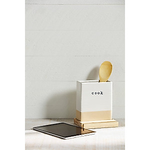 Mud Pie Cookbook & Utensil Caddy, 6.5" x 7.5", Brown