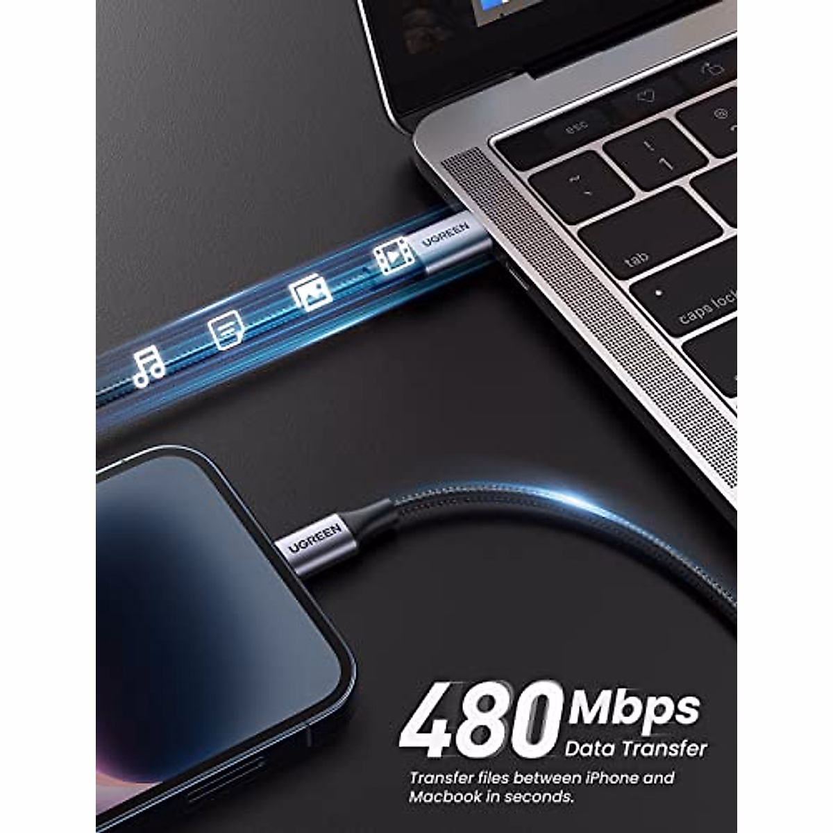 UGREEN USB C to Lightning Cable 6FT - MFi Certification Lightning Cable Compatible with iPhone 14/14 Pro/14 Pro Max, iPhone 13/12/11/X/XR/XS/8 Series, iPad 9, AirPods Pro, and More