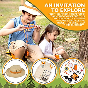 Kids Explorer Kit with Safari Vest & Hat for 3-12 Year Old Boys & Girls - Safari Costume Kids, Zoo Keeper, Paleontologist, Bug Kit & More - Giftable STEM Outdoor Explorer Kit for Kids + Bug Ebook