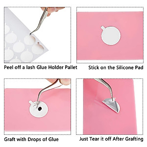 Mudder 900 Pcs 1 Inch Disposable Eyelash Glue Holder and 2 Pcs Reusable Eyelash Pad Stand, Pallet Eyelash Extension Glue Sticker Pads Set for Makeup Tool Supply