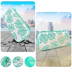 Grehge Carrying Case for Nintendo Switch,Leaf Crossing Hard Shell Protective Storage Case for Switch Console and Accessories,Cute Slim Portable Travel Carry Case Bag with 10 Game Card Slots for Girls