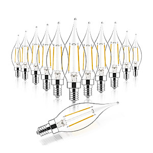 Sengled Candelabra Led Light Bulbs Dimmable, E12 Led Bulb 40 Watt Equivalent, CA10 Flame Tip Chandelier Light Bulbs, 5000K Daylight Candle Light Bulbs for Chandeliers, Ceiling Fan, Pendant, 12 Pack